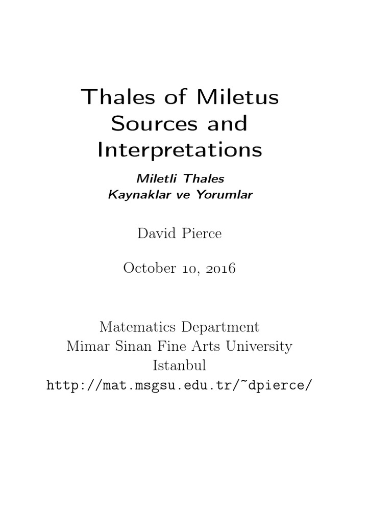 Thales-The First Philosopher | PDF | Area | Science