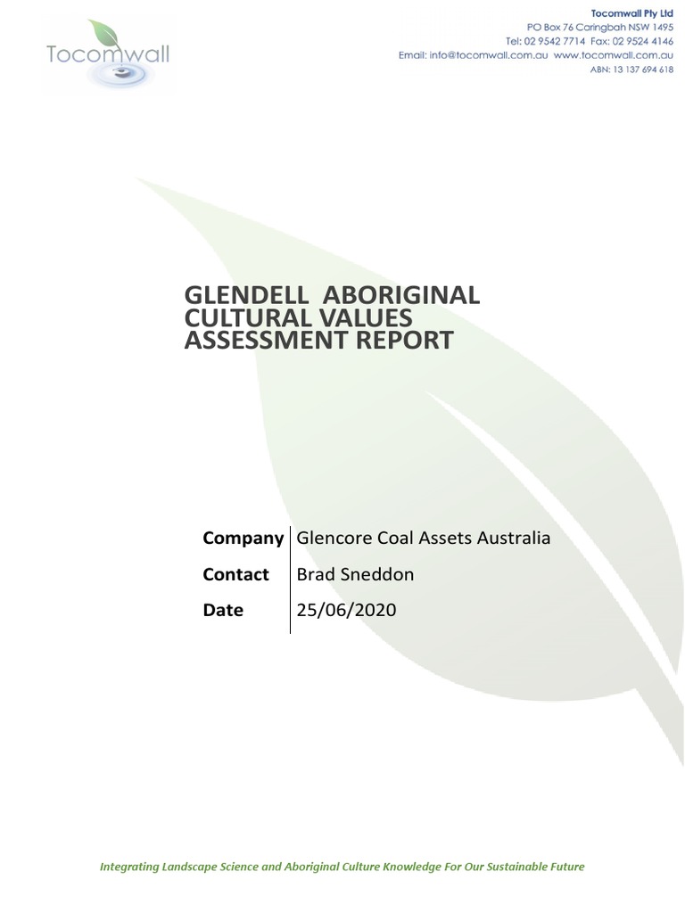 Glendell Aboriginal Cultural Values Assessment Report | PDF | Landscape ...