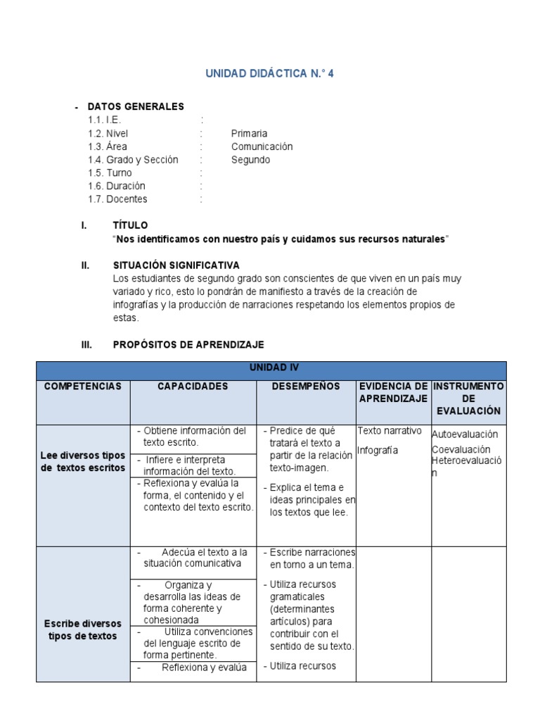 UNIDAD 4 Segundo Grado | PDF | Narrativa | Información