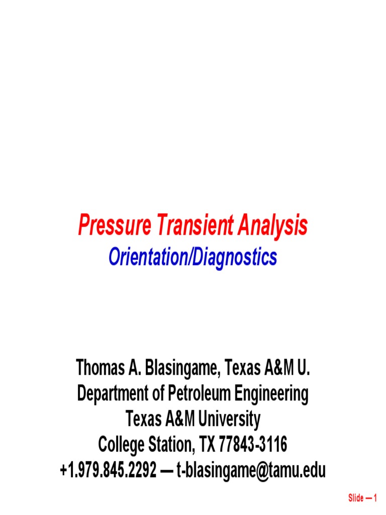 Pressure Transient Analysis: Orientation/Diagnostics | PDF | Applied ...