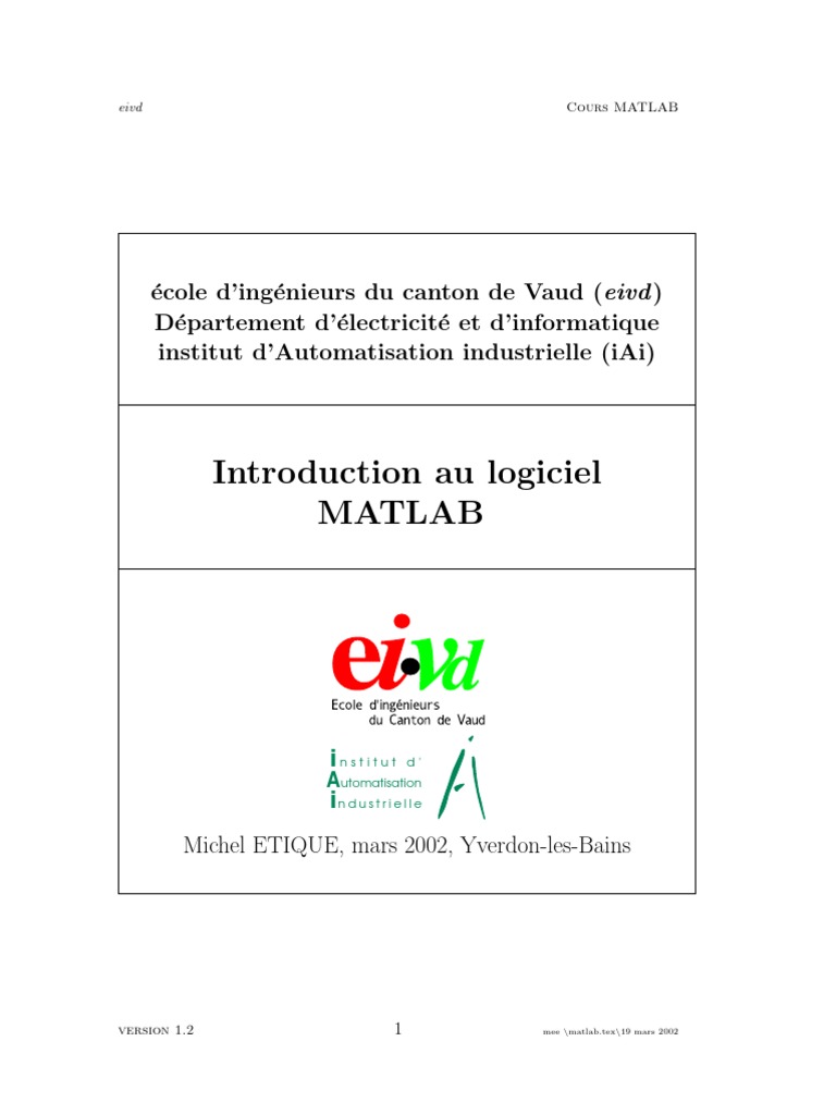 Matlab 1 | PDF | MATLAB | Matrice (Mathématiques)