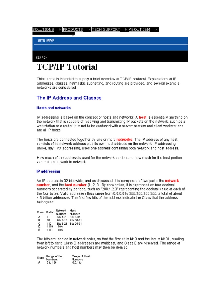 TCP/IP Tutorial: The IP Address and Classes | PDF | Routing | Ip Address