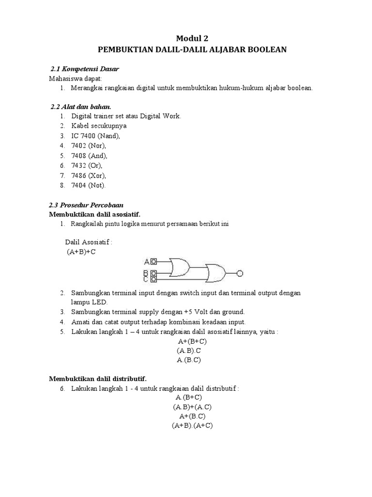 Modul Pembuktian Dalil-Dalil Aljabar Boolean | PDF | Metode & Bahan Ajar | Komputer