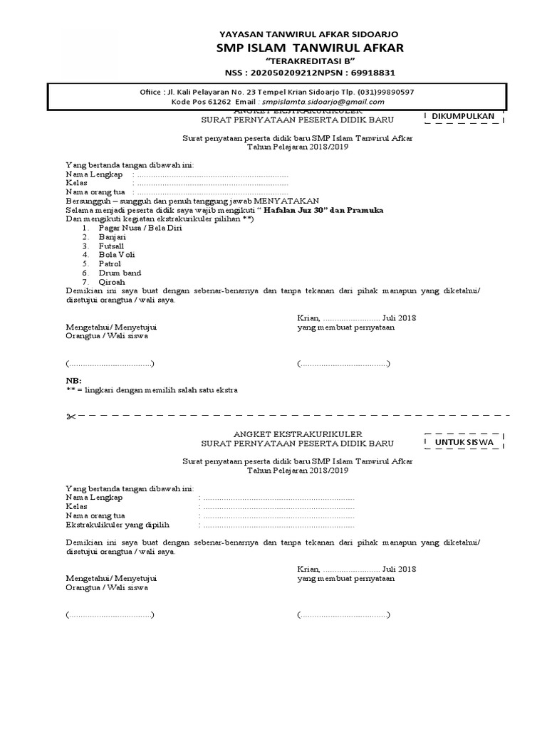 Angket Ekstrakurikuler | PDF