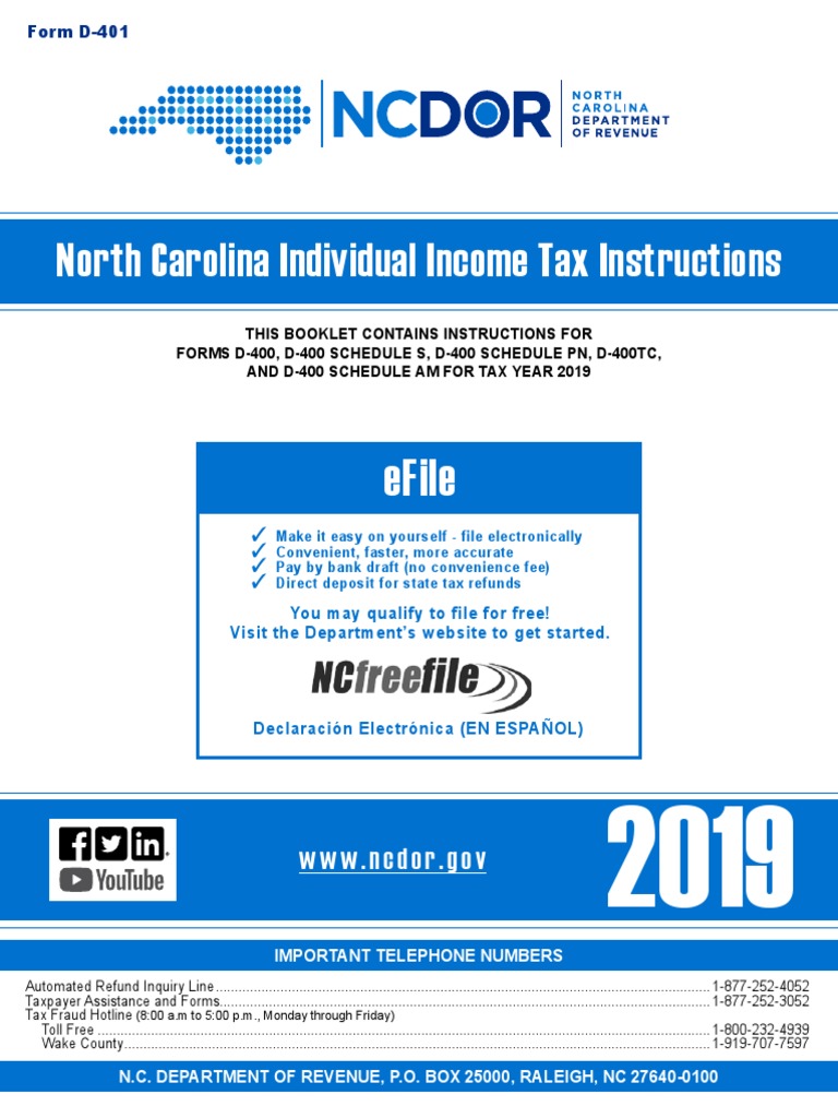 North Carolina Individual Income Tax Instructions: Efile | PDF | Tax ...