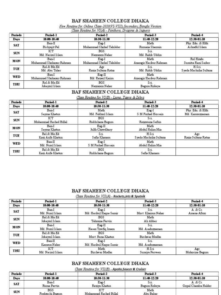New Routine Class 8 | PDF | Bangladesh