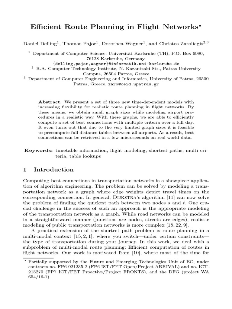 Efficient Route Planning in Flight Networks | PDF | Computing ...