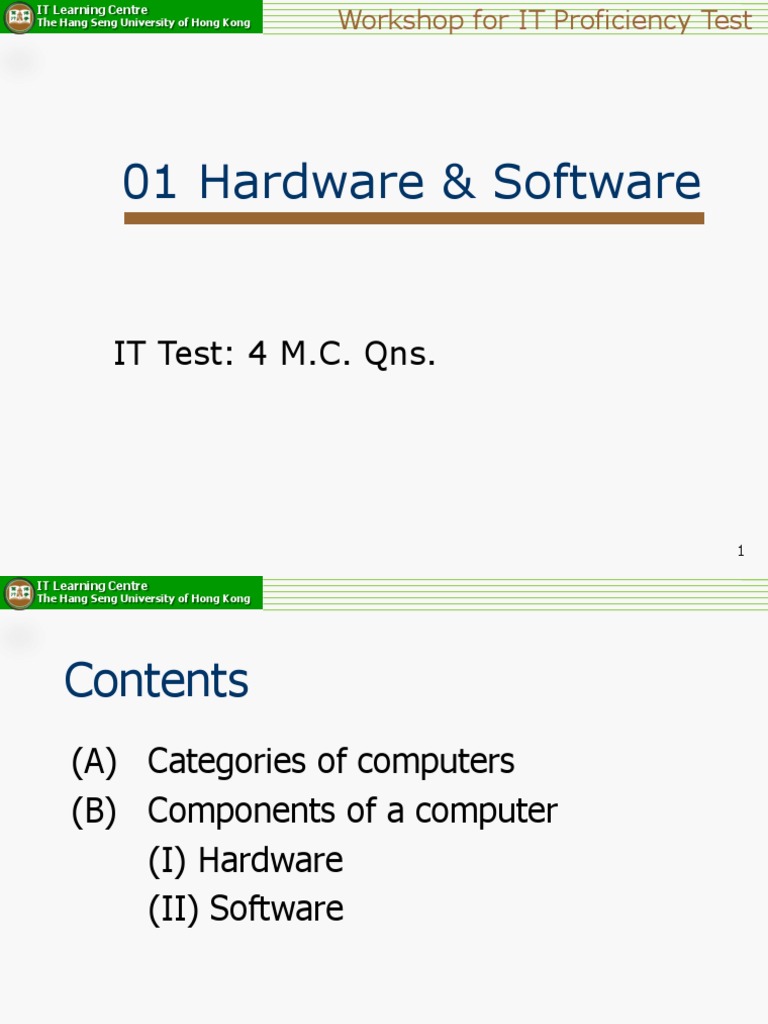 ITWS Ch1 PPT (Hardware and Software) PDF | PDF | Computer Data Storage ...