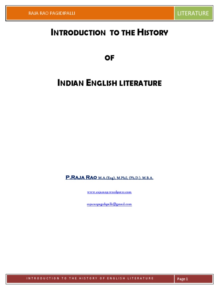 Ntroduction To The Istory OF Ndian Nglish Literature | PDF | Indian ...