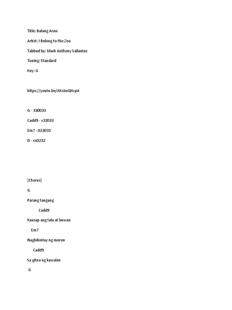 Balang Araw I Belong To The Zoo | PDF