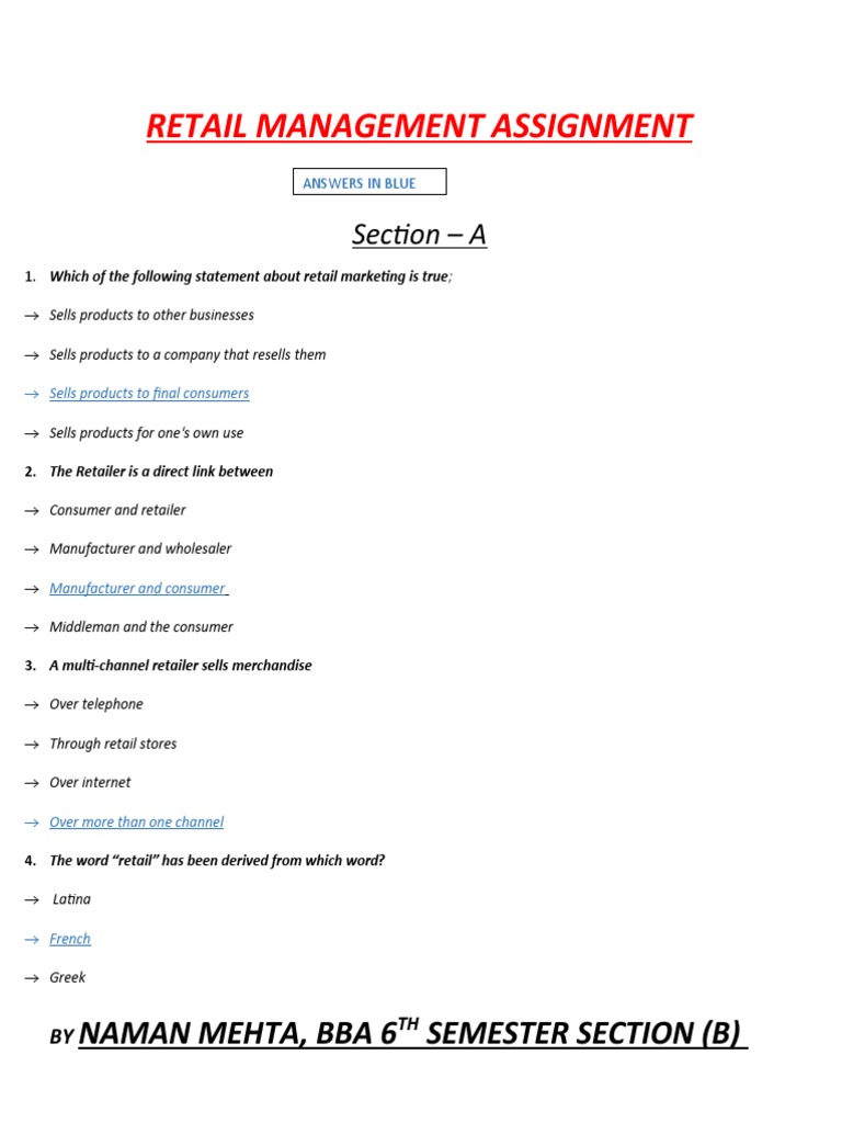 Retail Management Assignment | PDF | Pricing | Retail