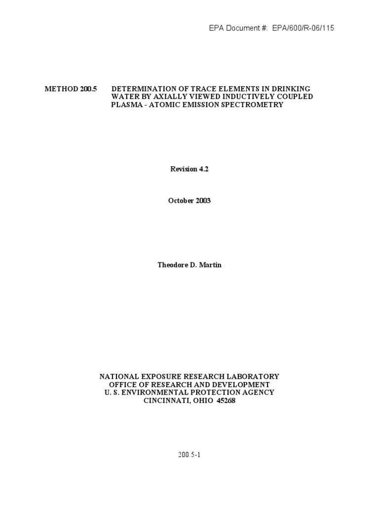 EPA Document #: EPA/600/R-06/115 | PDF | Nitric Acid | Detection Limit