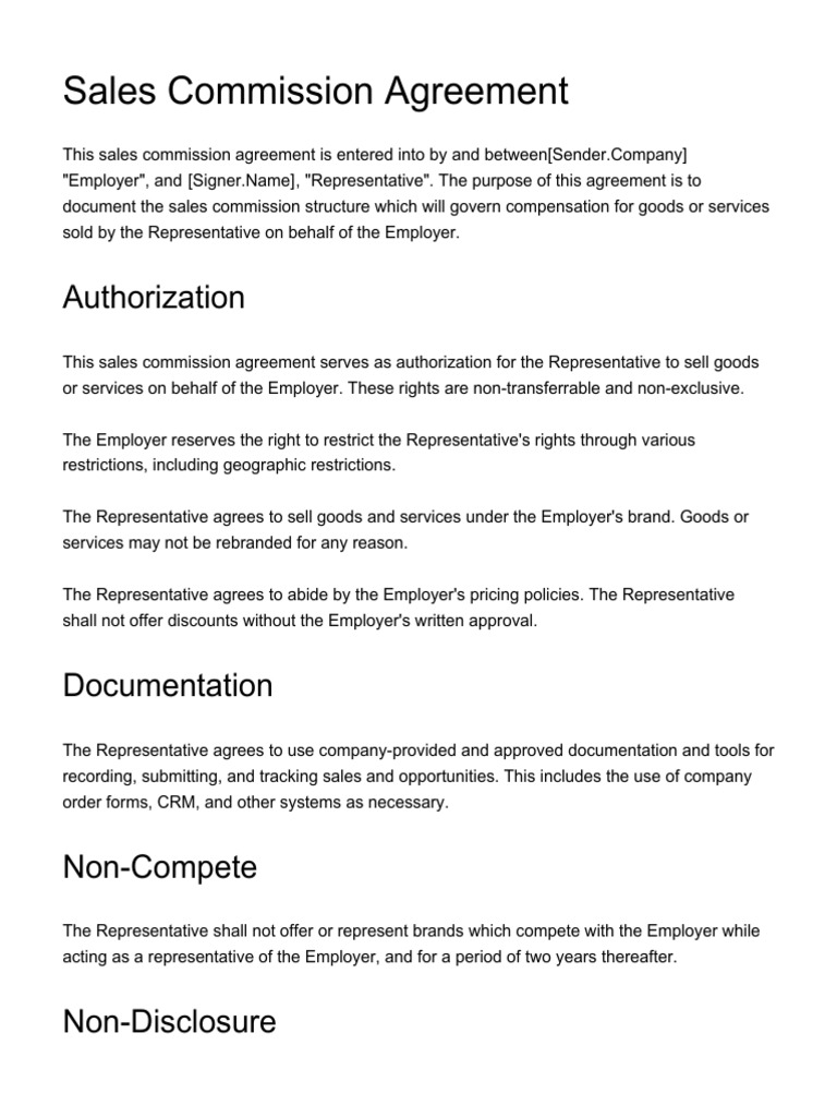 Sale Commission Agreement | PDF