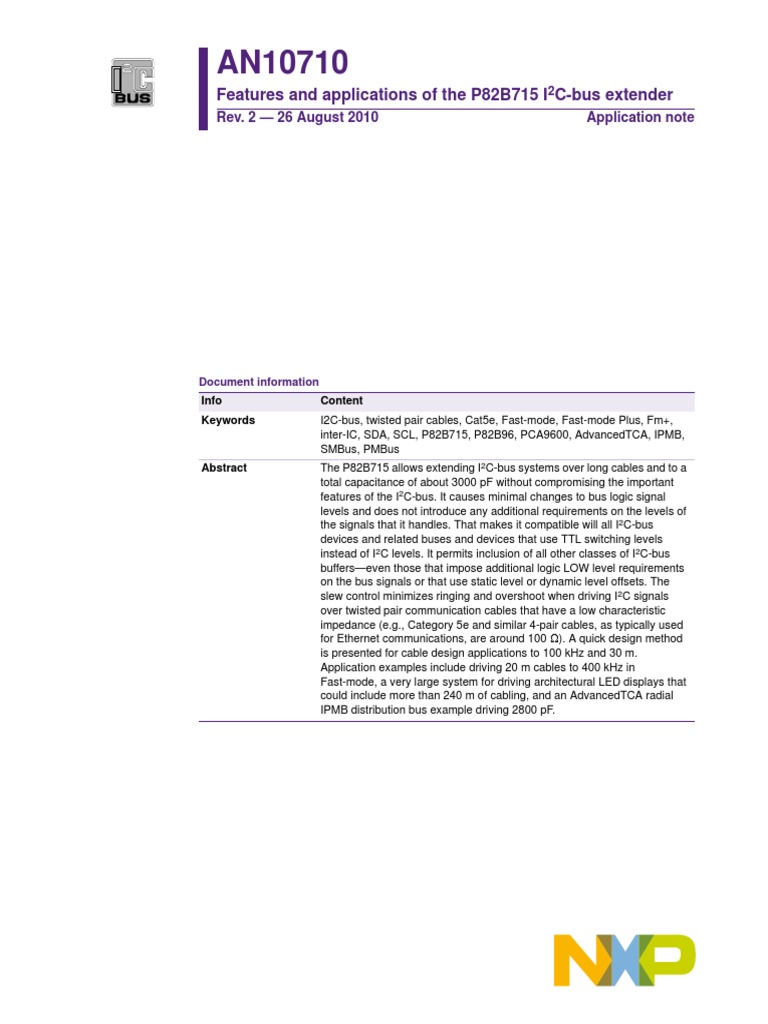 Features and Applications of The P82B715 I2C-bus Extender | PDF ...