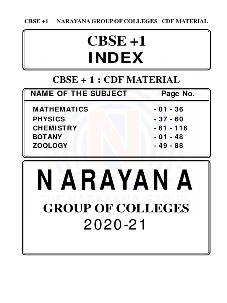 00-INDEX - +1 CBSE - CDF - (2020-21) .PMD PDF | PDF | Chemistry ...