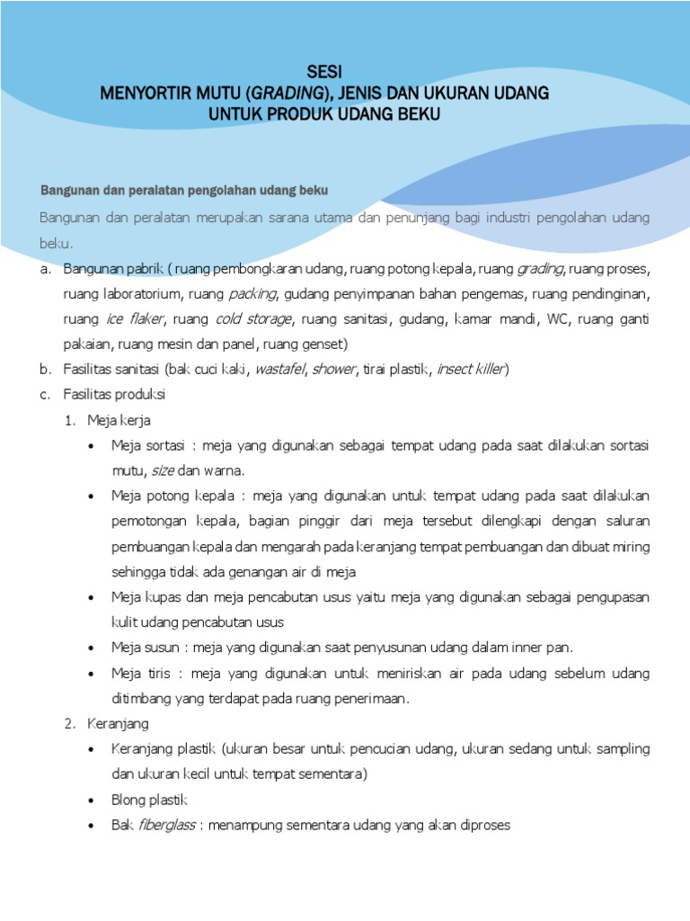 Proses Sortasi Udang Beku | PDF