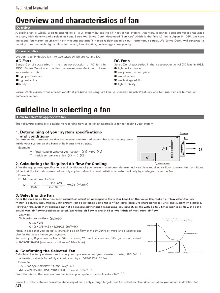 Overview and Characteristics of Fan: Technical Material | PDF | Fluid ...