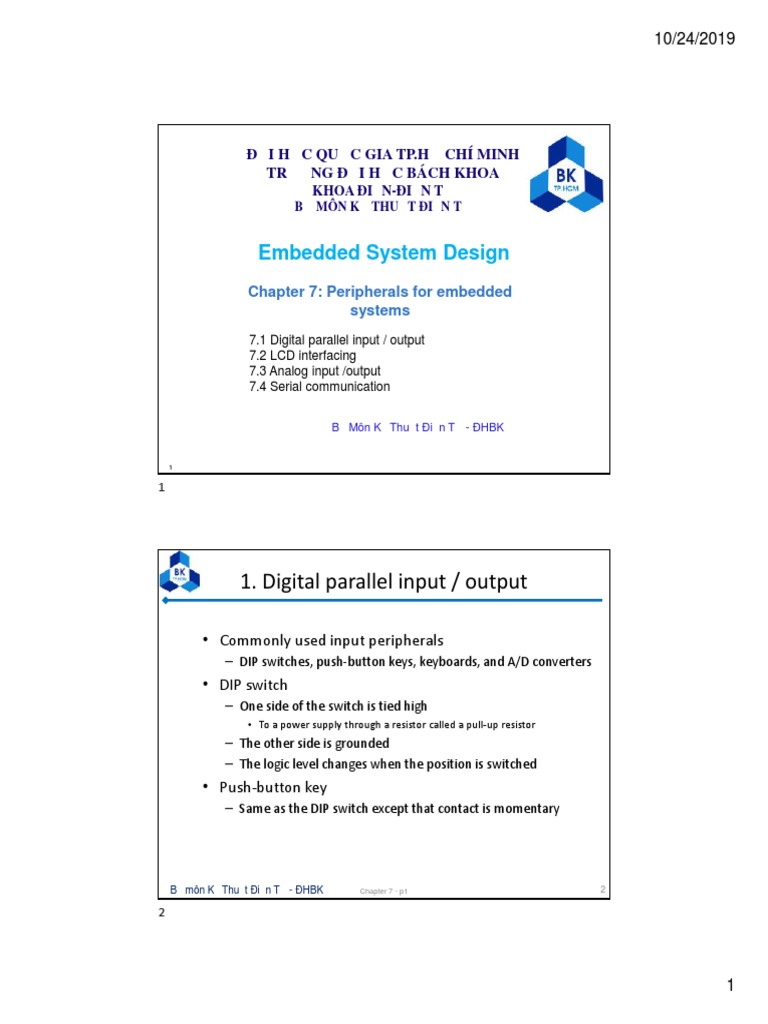 Embedded System Design: 1. Digital Parallel Input / Output | PDF | Switch | Electrical Engineering