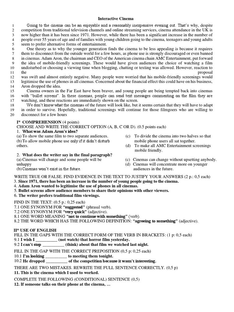 Interactive Cinema Text. | PDF | Movie Theater | Text Messaging