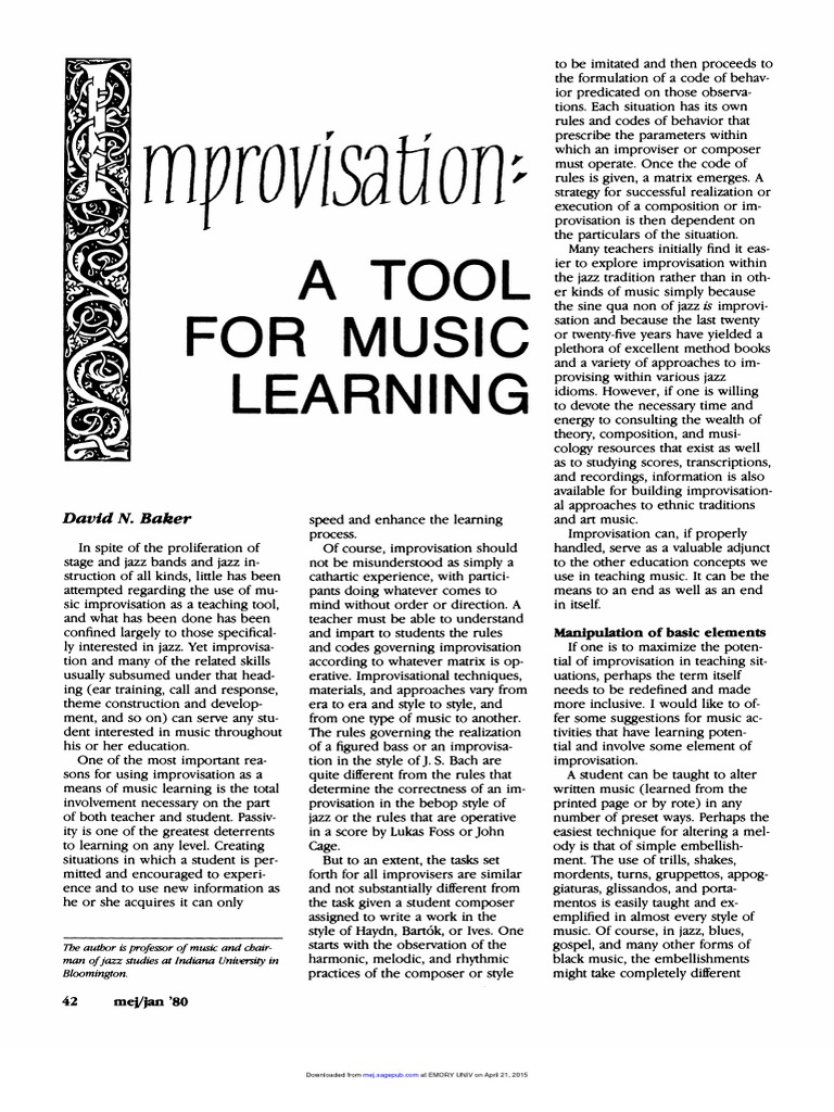 Teaching Music Improvisation Techniques | PDF