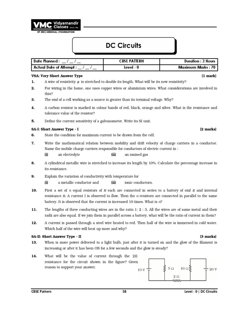 DC Circuit Workbook | Download Free PDF | Electrical Resistivity And ...