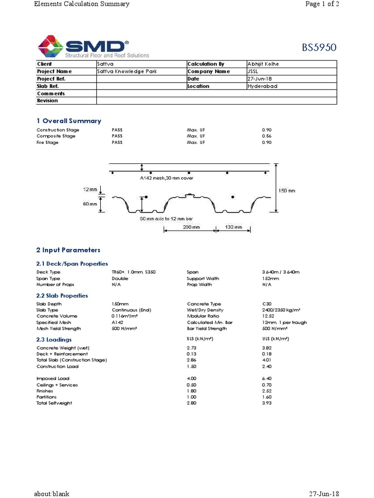 SMD TR60-1.0mm With 12mm Bar (Office Floor 3.64m Span) PDF | PDF ...