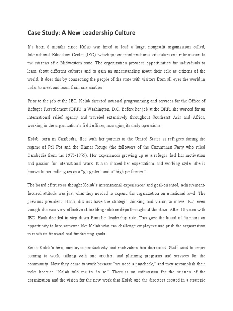 Case Study - Leadership 2 | PDF | Cambodia | Leadership