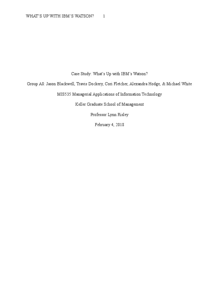 IBM Watson: Case Study Overview | PDF | Watson (Computer) | Artificial ...