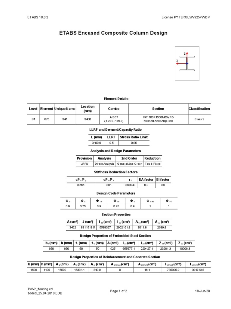 ETABS Encased Composite Column Design: R y R e B | PDF | Building ...