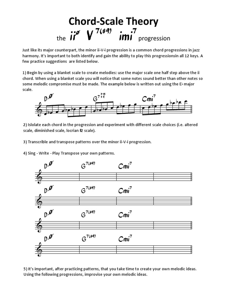 Chord-Scale Theory: II 7 (?9) Imi7 | PDF | Scale (Music) | Chord (Music)
