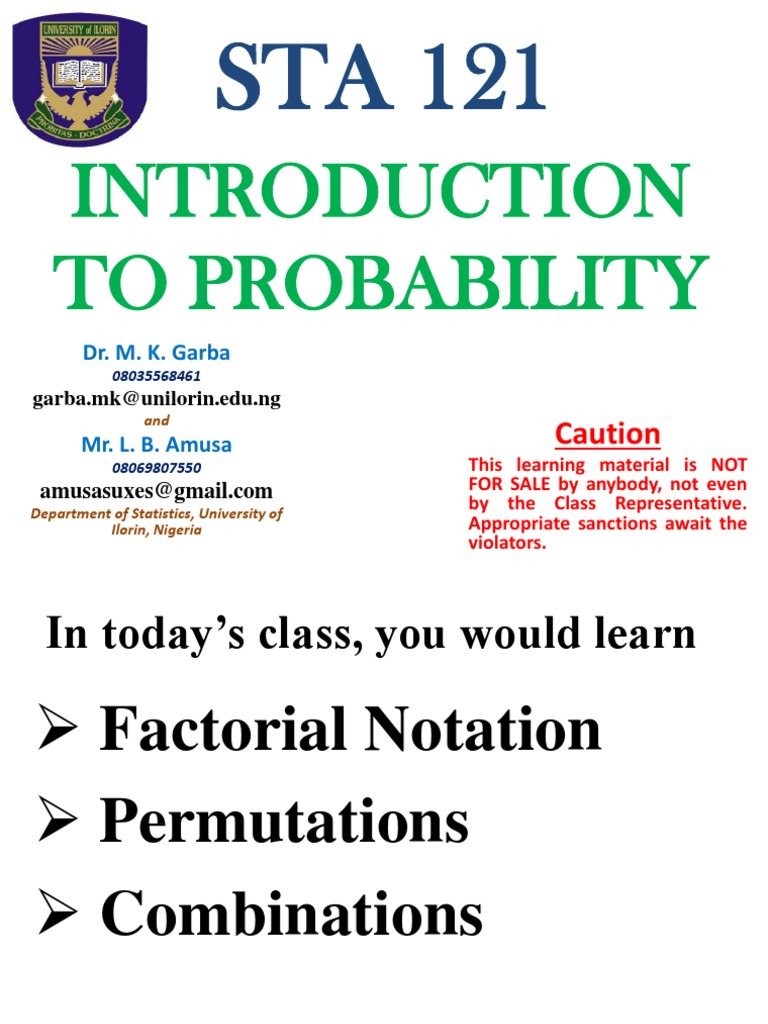To Probability: Caution | PDF | Permutation | Mathematical Objects