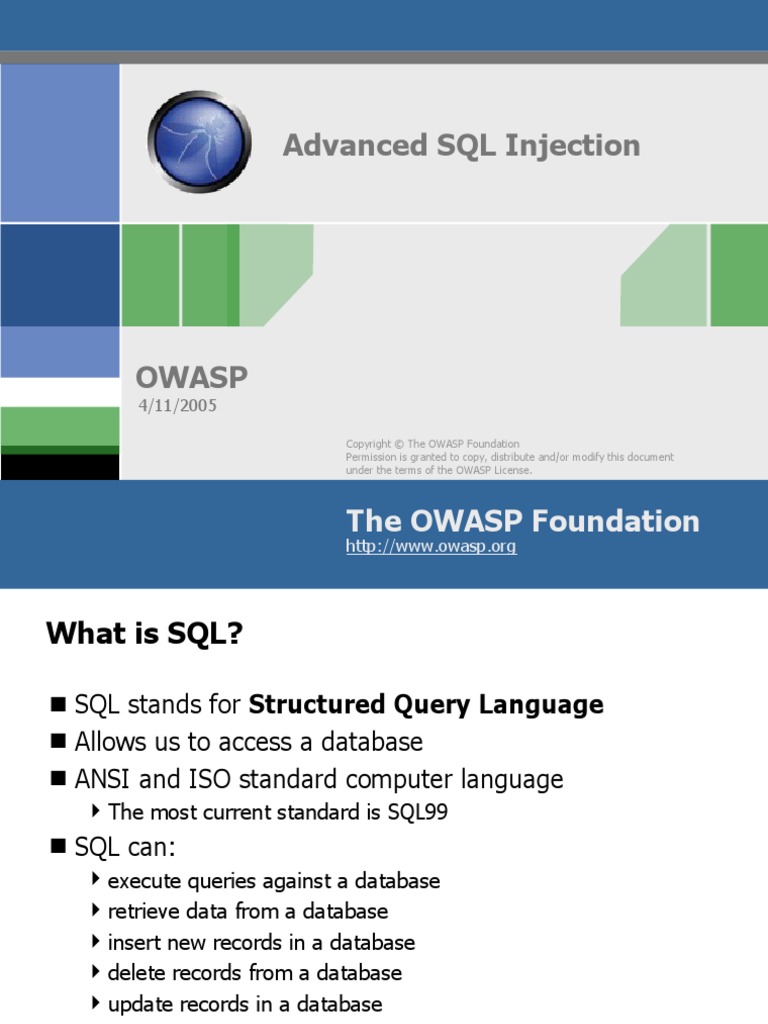Advanced SQL Injection | PDF | Application Software | Databases
