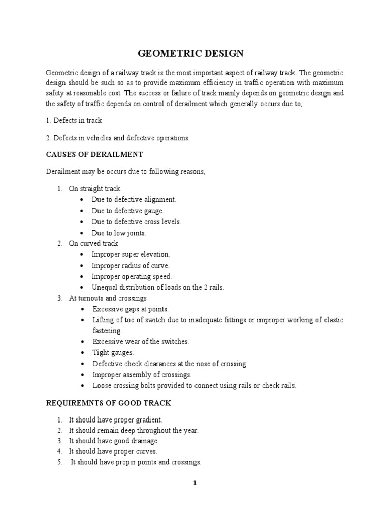 Geometric Design 1 | PDF | Train Station | Track (Rail Transport)