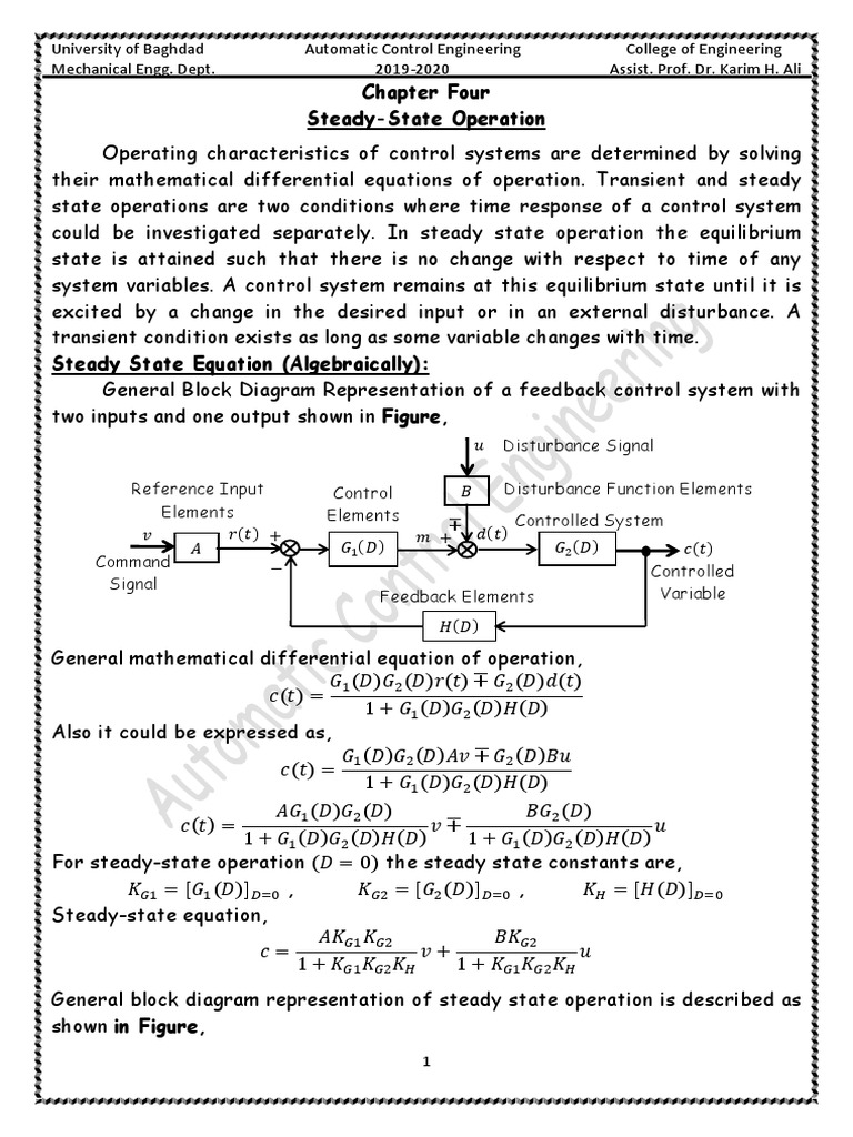 Understanding Steady-State Operation of Control Systems | PDF | Control ...