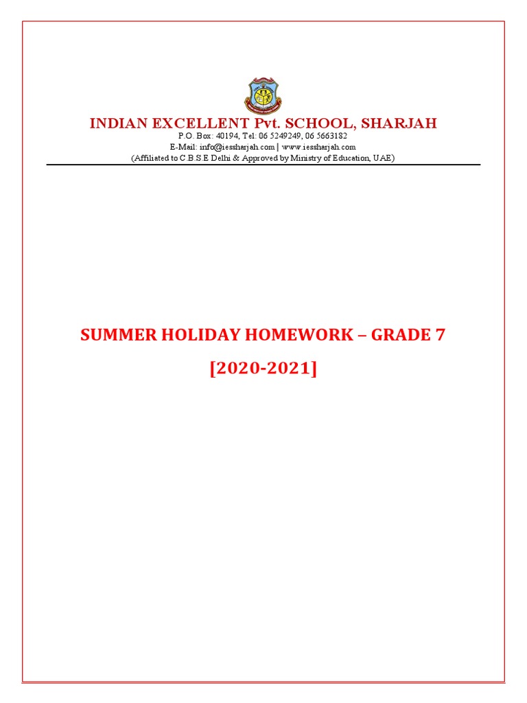 Grade 7 Summer Homework Guide | PDF | Angle | Electrical Conductor