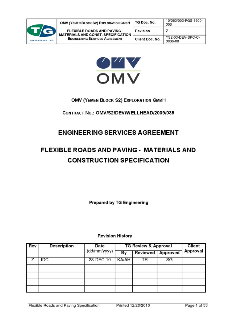 Specification for the Design, Construction and Materials of Flexible Roads and Paving for the ...