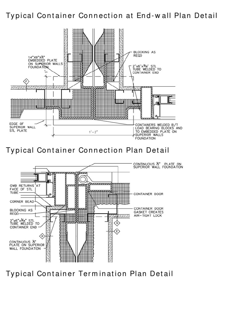 Shipping Container Plan and Section Details | PDF