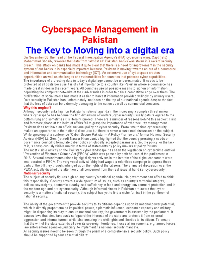 Cyberspace Management in Pakistan | PDF | Computer Security | Security