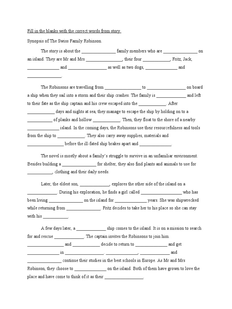 Swiss Family Robinson | PDF | The Swiss Family Robinson | Water Transport