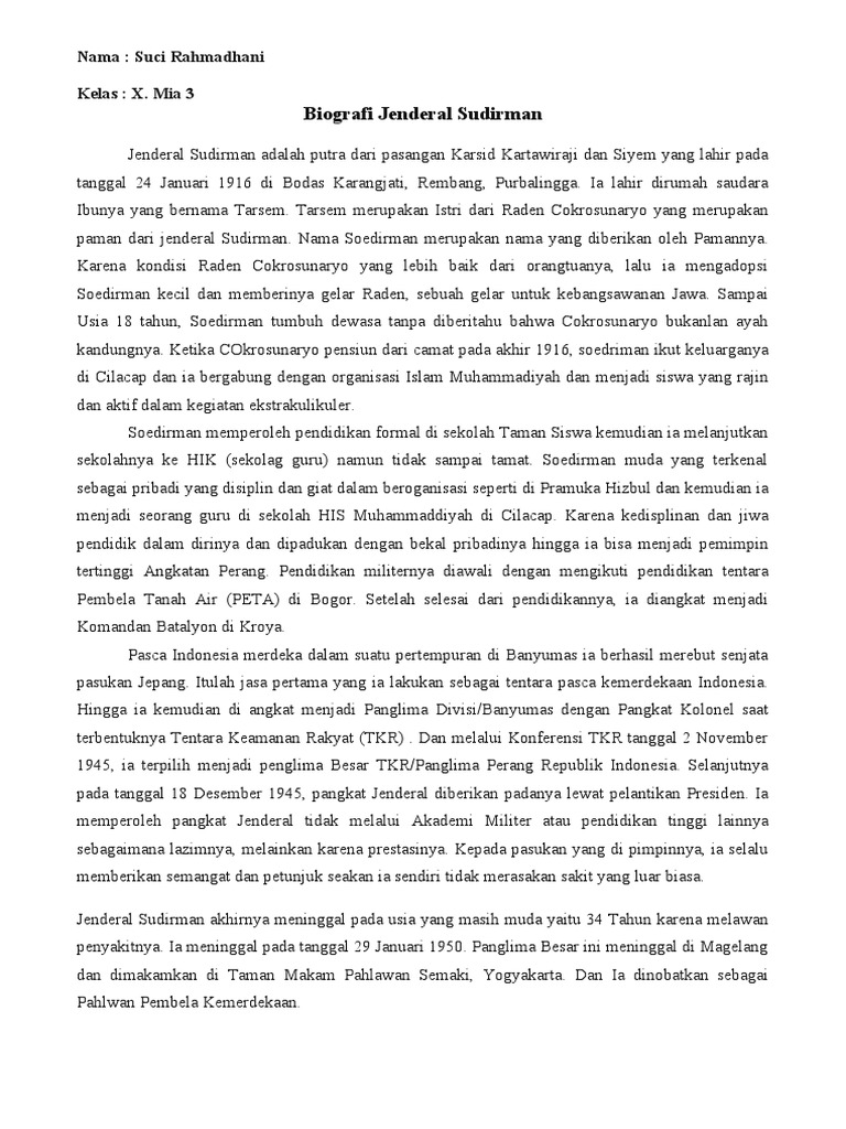 Biografi Jenderal Sudirman | PDF