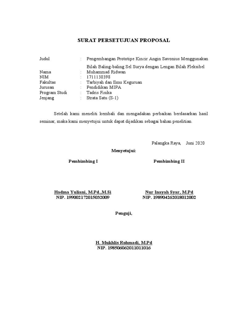 Surat Persetujuan Proposal-1 | PDF