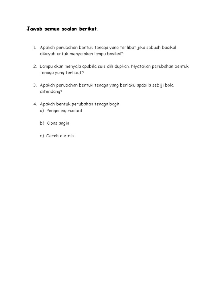 Perubahan Bentuk Tenaga | PDF