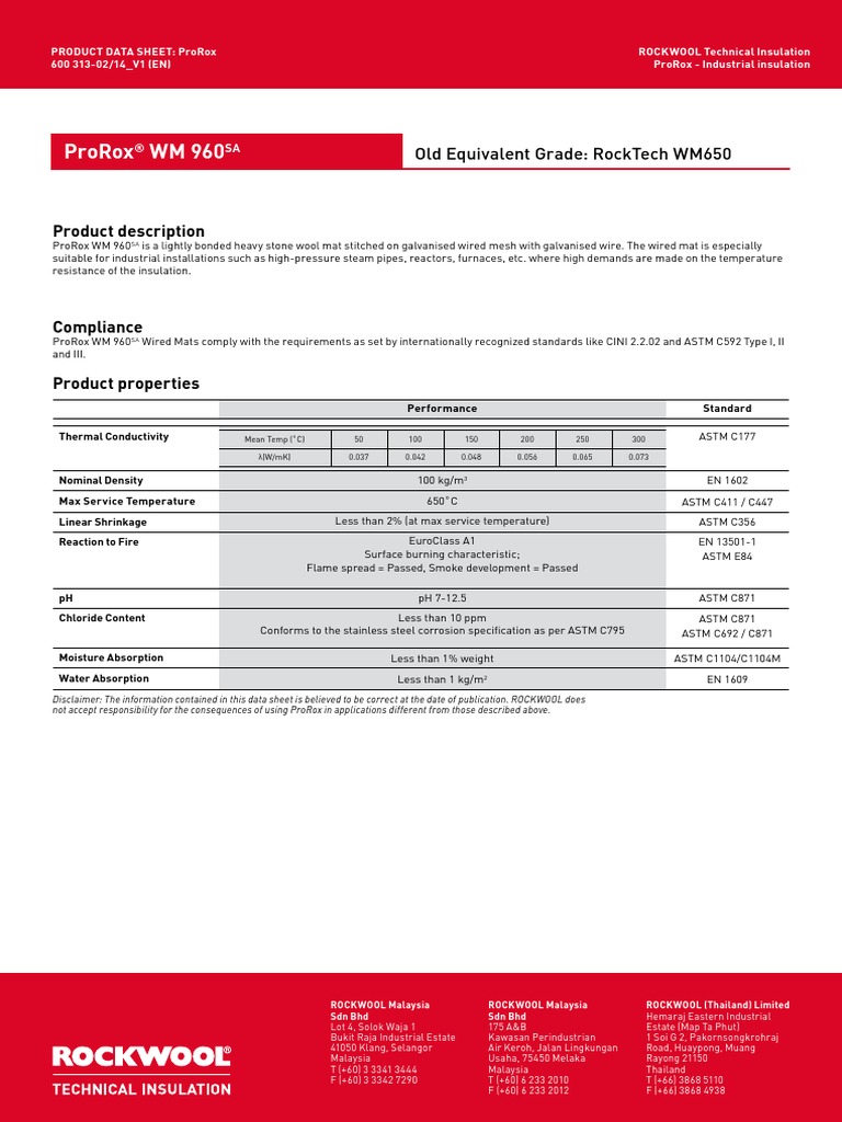Prorox WM 960 Sa LR | PDF | Thermal Insulation | Materials