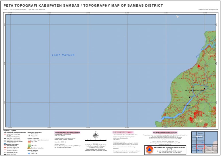 Petatopografi Kabupaten Sambas / Topography Map of Sambas District | PDF