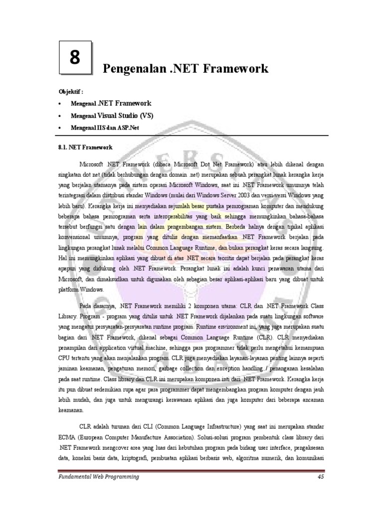 Pert 6 - Pengenalan .NET Framework Dan Bahasa Pemrograman C# PDF | PDF