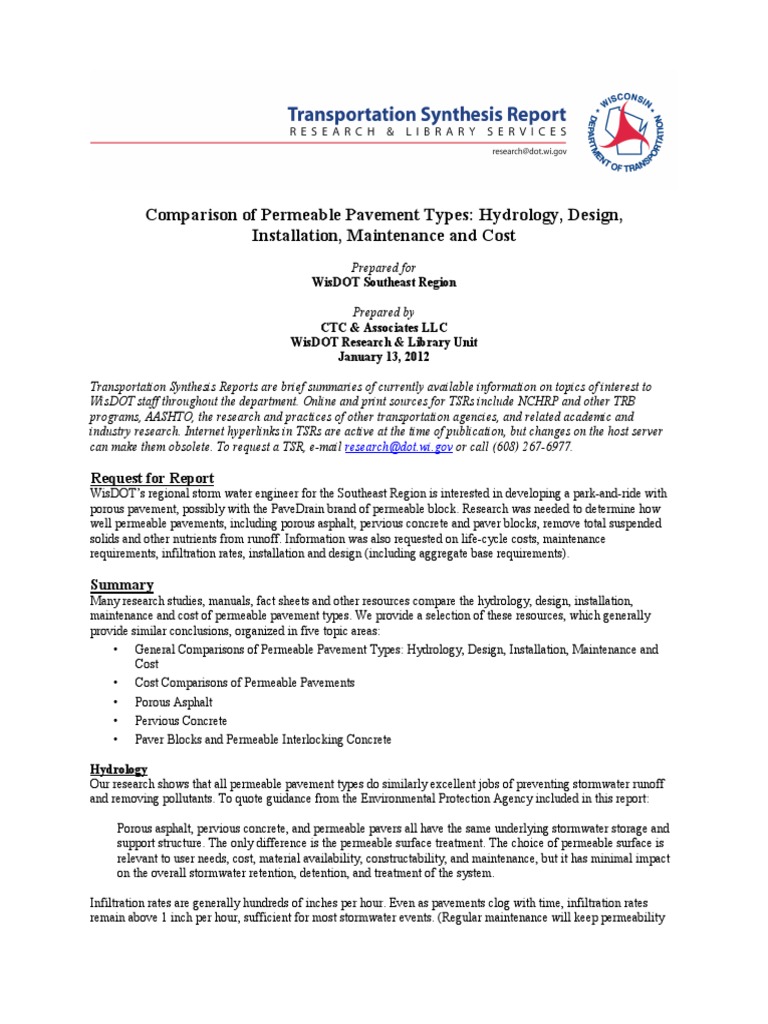Permeable Pavement Types and Costs | PDF | Road Surface | Stormwater