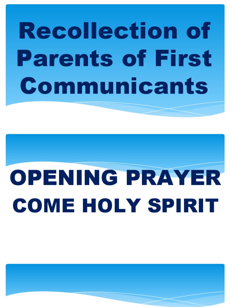 RECOLLECTION OF PARENTS OF FIRST COMMUNICANTS (Edited) | PDF