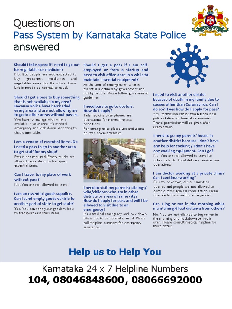 FAQs and Answers On Pass System by Karnataka State PoliceEnglish | PDF ...