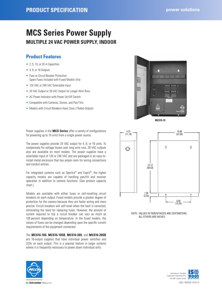 MCS Series Power Supply Specification Sheet | PDF | Fuse (Electrical ...