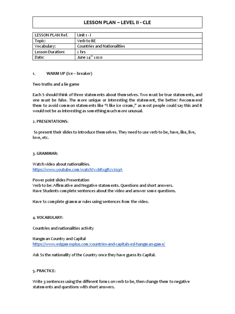Unit 1 - I - LESSON PLAN | PDF